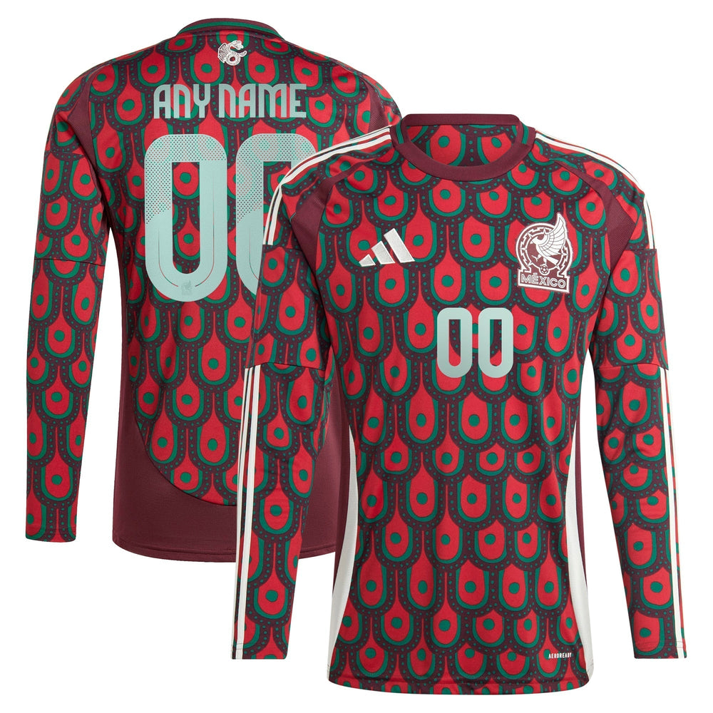 Mexico National Team adidas 2024 Home Custom Long Sleeve Authentic T-s ...
